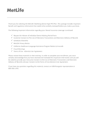 Fillable Online Metlife Takealong Dental High Ppo Plan Fax Email Print ...