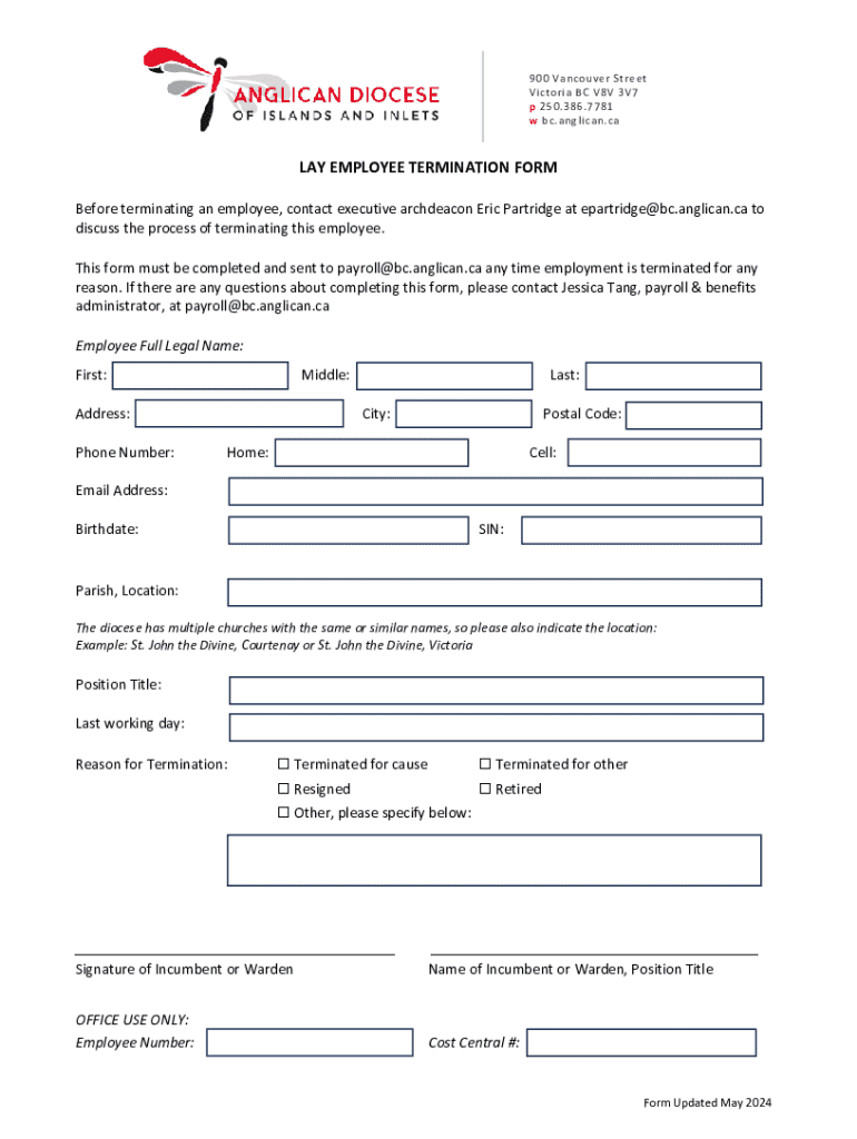 Fillable Online Lay Employee Termination Form Fax Email Print - pdfFiller