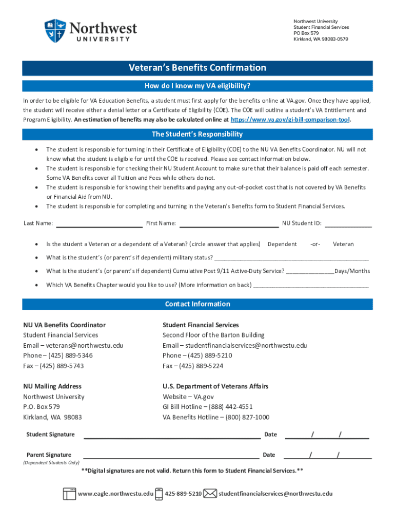 Fillable Online Veteran’s Benefits Confirmation Fax Email Print - pdfFiller