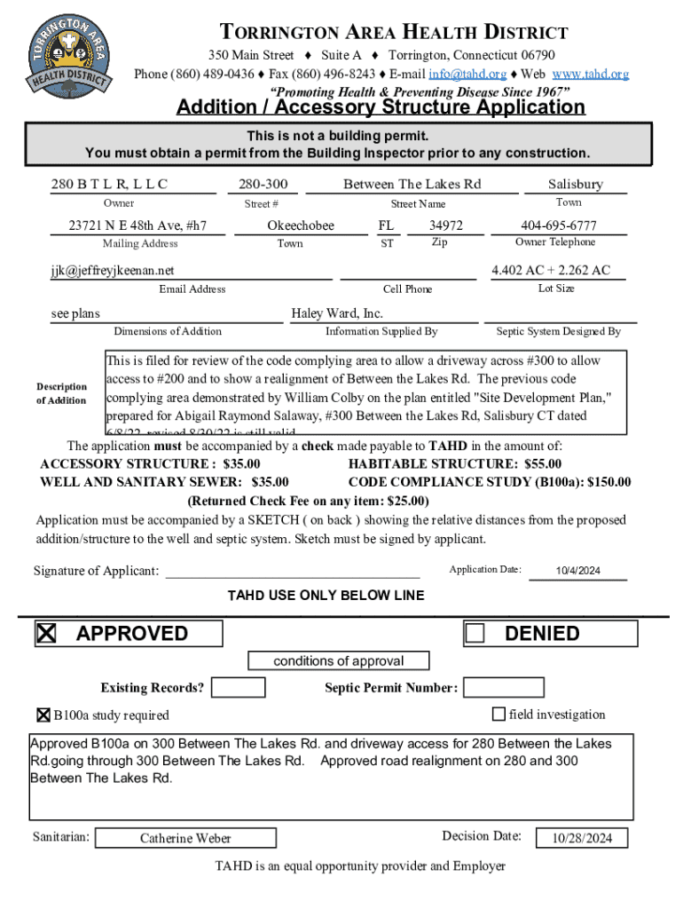 Fillable Online Addition / Accessory Structure Application Fax Email Print - pdfFiller