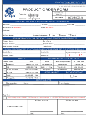 Fillable Online Enagic Product Order Registration Fax Email Print ...
