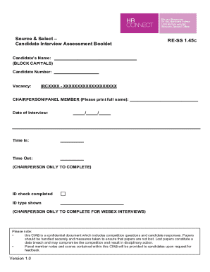 Fillable Online Source & Select – Candidate Interview Assessment ...