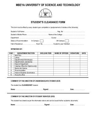Fillable Online Student’s Clearance Form Fax Email Print - pdfFiller