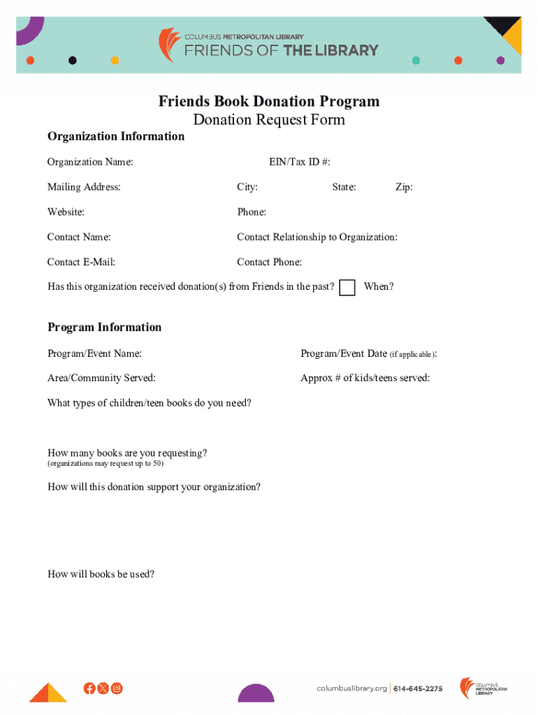 Fillable Online Friends Book Donation Program Fax Email Print - pdfFiller