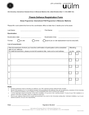 Fillable Online Thesis Defence Registration Fax Email Print - pdfFiller