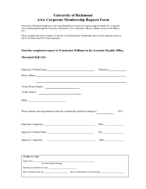 Fillable Online Aaa Corporate Membership Request Form Fax Email Print ...
