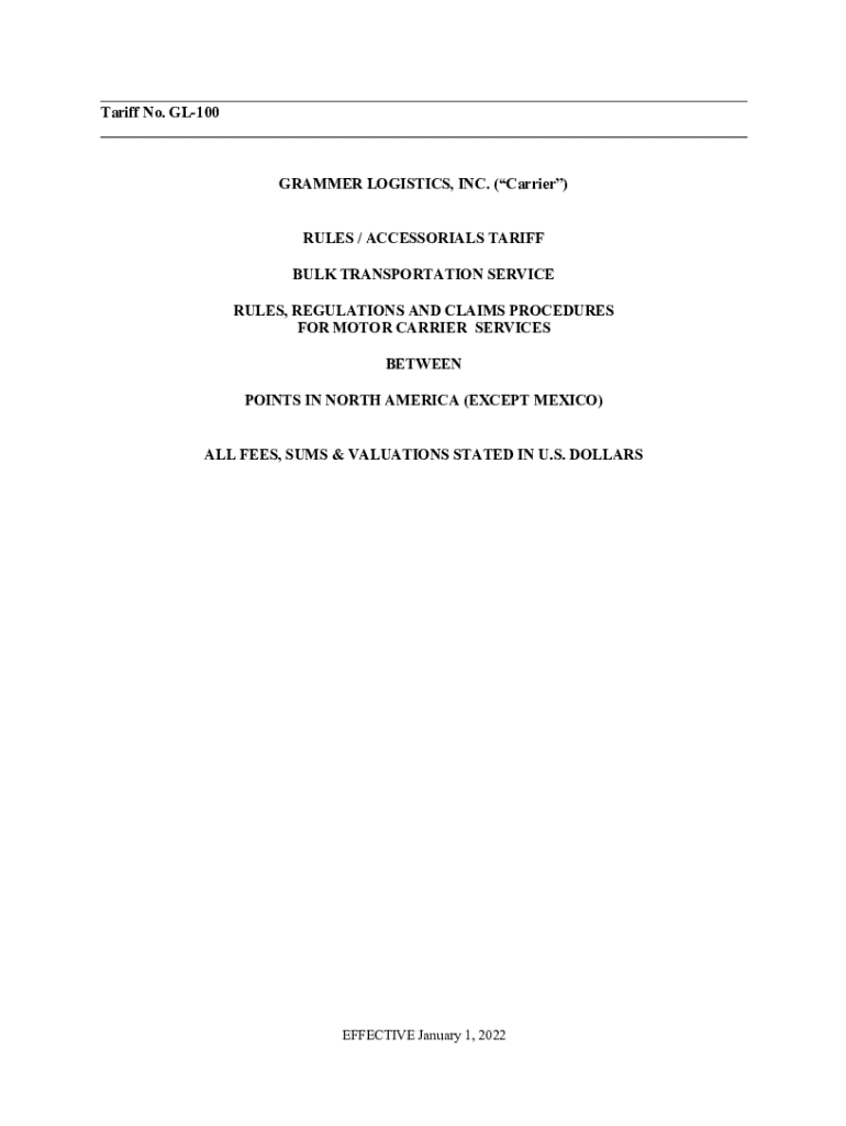 Fillable Online RULES TARIFF SHIPPER/CARRIER TERMS AND ... Fax Email Print - pdfFiller