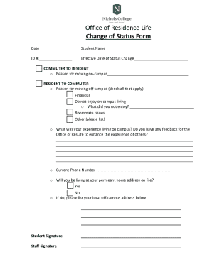 Fillable Online Change of Status Form Fax Email Print - pdfFiller