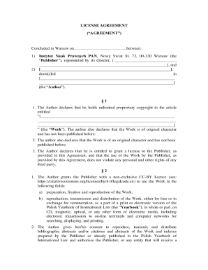 Fillable Online License Agreement Between Publisher and Author Fax ...