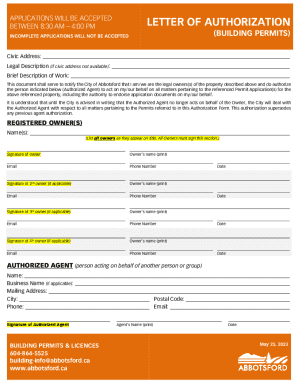 Fillable Online Letter of Authorization for Building Permits Fax Email ...