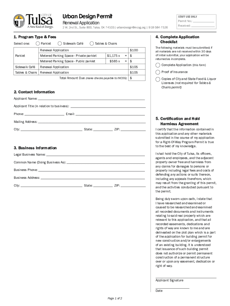 Fillable Online Urban Design Permit - Renewal Application Fax Email ...