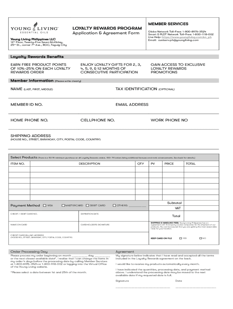 Fillable Online Loyalty Rewards Program Fax Email Print - pdfFiller