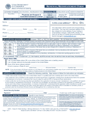 Fillable Online Physician and Surgeon & Controlled Substance License ...