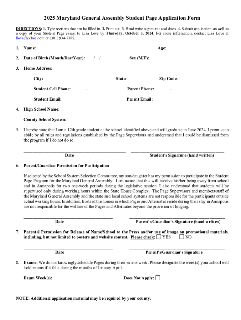 Fillable Online Student Page Application Fax Email Print - pdfFiller