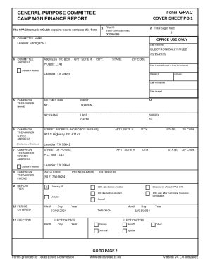 Fillable Online GENERAL-PURPOSE COMMITTEE CAMPAIGN FINANCE REPORT Fax Email Print - pdfFiller