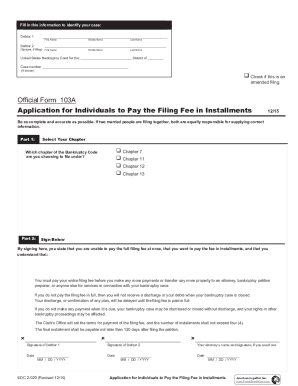 Fillable Online Application for Individuals to Pay the Filing Fee in ...