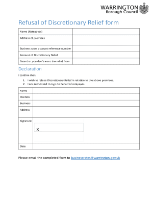 Fillable Online Refusal of Discretionary Relief Fax Email Print - pdfFiller