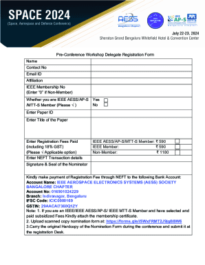 Fillable Online Pre-conference Workshop Delegate Registration Fax Email Print - pdfFiller