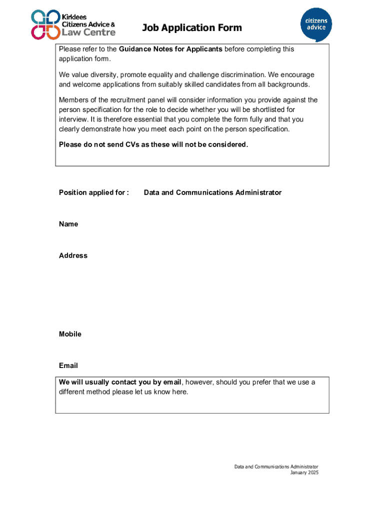 Fillable Online Job Application Form Fax Email Print - pdfFiller