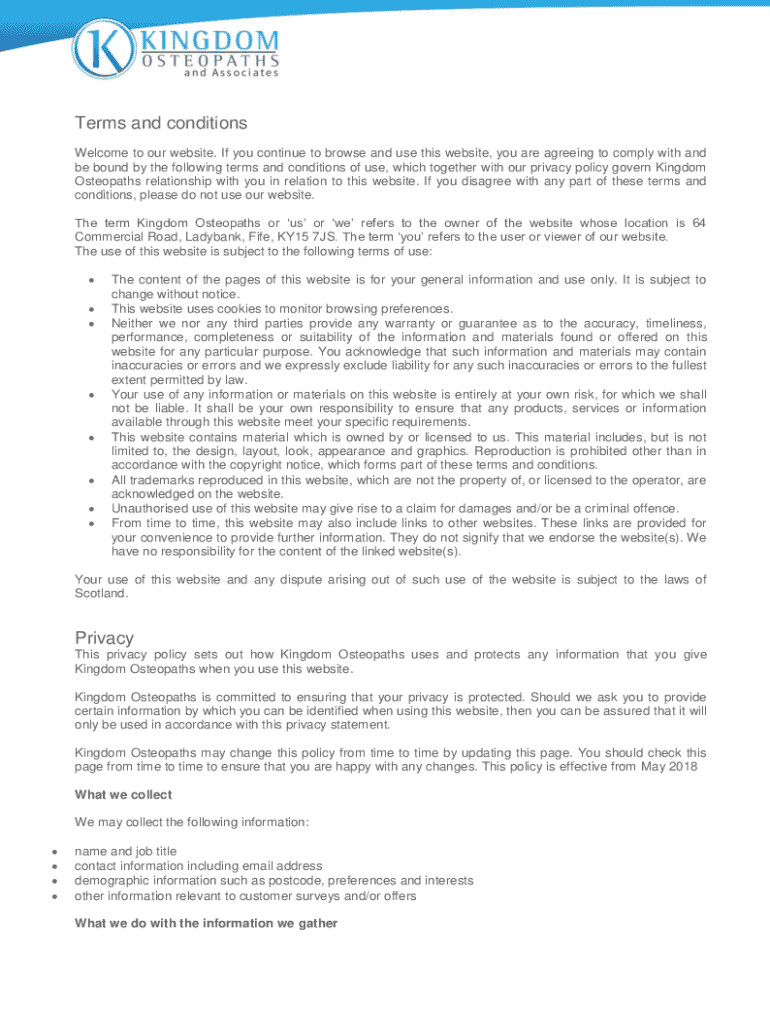 Fillable Online Terms and Conditions of Use Fax Email Print - pdfFiller