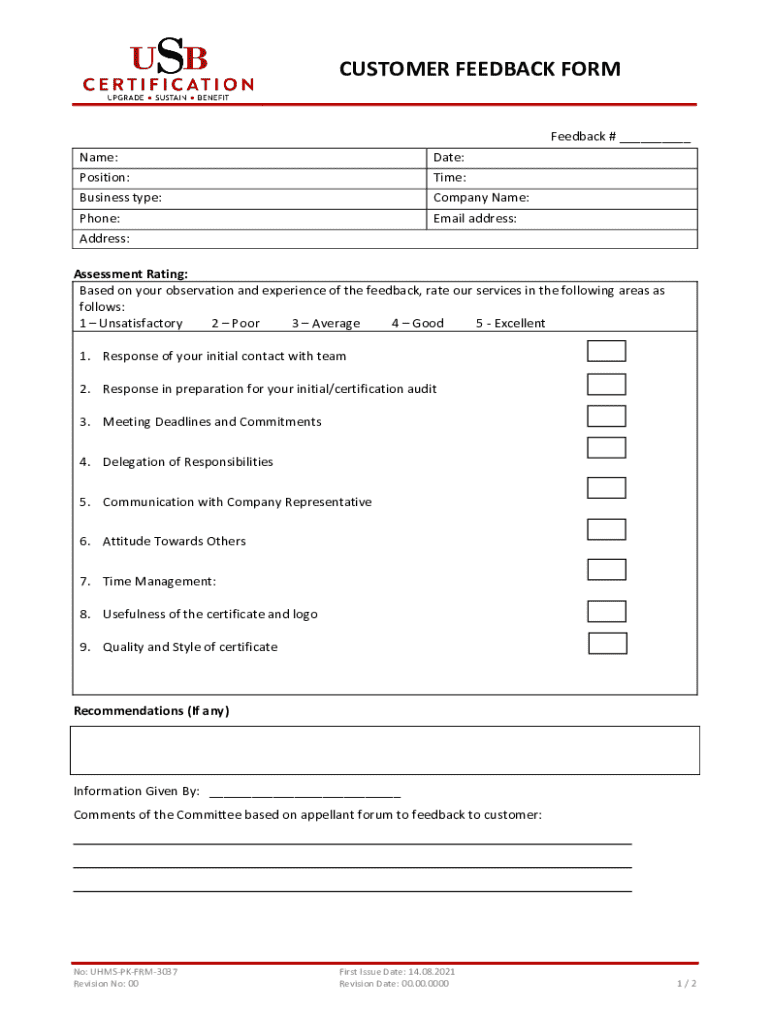 Fillable Online Customer Feedback Form Fax Email Print - pdfFiller