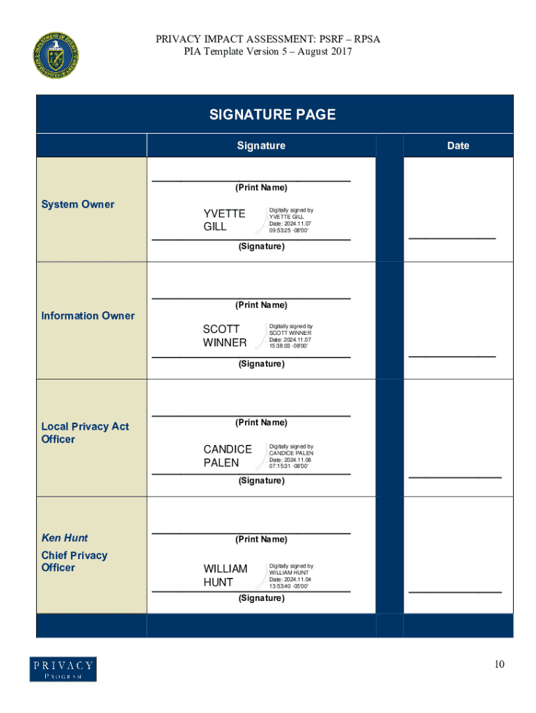 Fillable Online Privacy Impact Assessment (pia) Guidance Fax Email ...