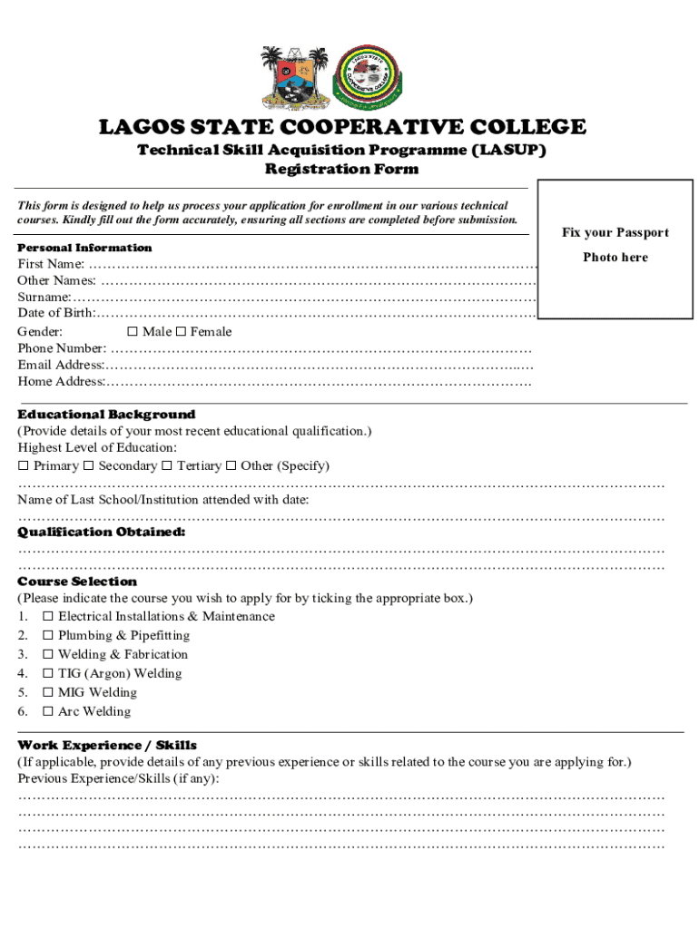 Fillable Online Registration Form for Lasup Fax Email Print - pdfFiller