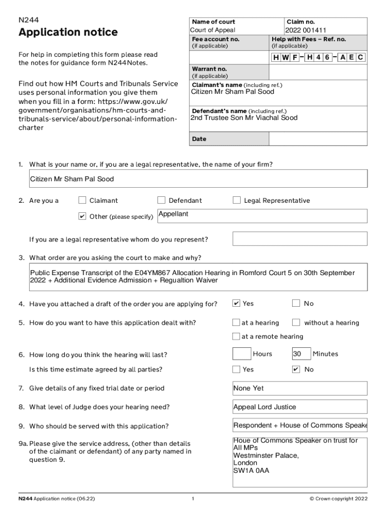 Fillable Online Application Notice Fax Email Print - pdfFiller