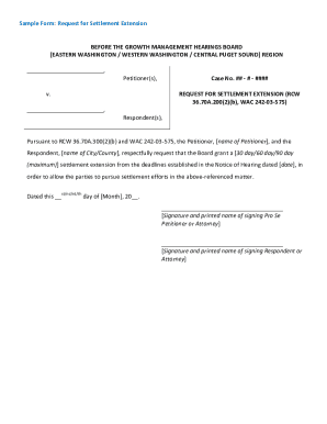 Fillable Online Request for Settlement Extension Fax Email Print - pdfFiller