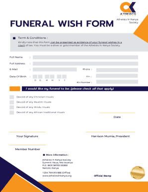 Fillable Online Funeral Wish Form Fax Email Print - pdfFiller