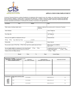 Fillable Online Application for Employment Fax Email Print - pdfFiller