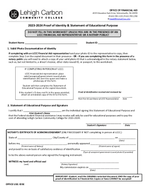 Fillable Online 2023-2024 Proof of Identity & Statement of Educational ...