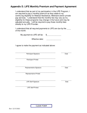 Fillable Online Appendix D. Life Monthly Premium and Payment Agreement Fax Email Print - pdfFiller