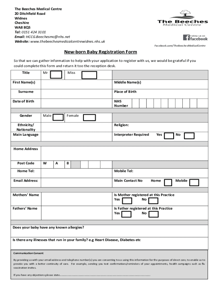 Fillable Online New-born Baby Registration Fax Email Print - pdfFiller