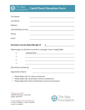 Fillable Online Cash/check Donation Form Fax Email Print - pdfFiller