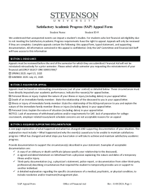 Fillable Online Satisfactory Academic Progress (sap) Appeal Form Fax ...
