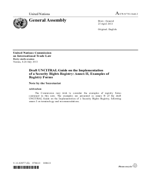 Fillable Online Draft Uncitral Guide on the Implementation of a ...
