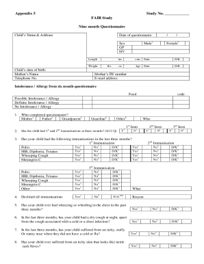 Fillable Online Fair Study Nine Month Questionnaire Fax Email Print ...