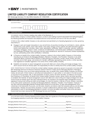 Fillable Online Resolution Certification for Limited Liability Company ...