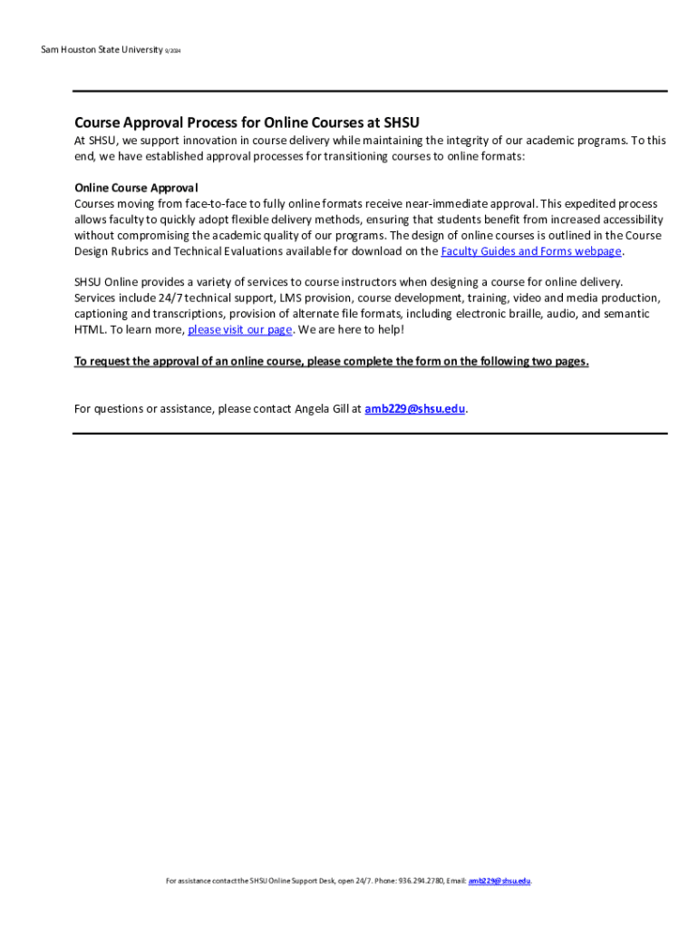 Fillable Online Course Approval Process for Online Courses at Shsu Fax ...