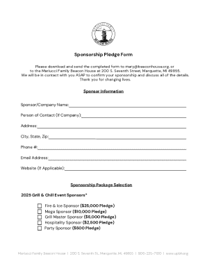 Fillable Online Sponsorship Pledge Form Fax Email Print - pdfFiller