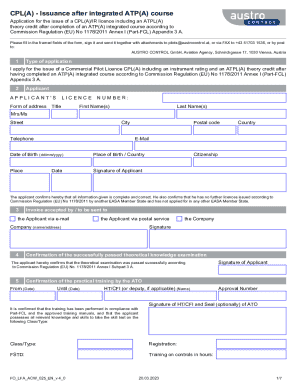 Fillable Online Application for Cpl(a)/ir Licence Fax Email Print ...
