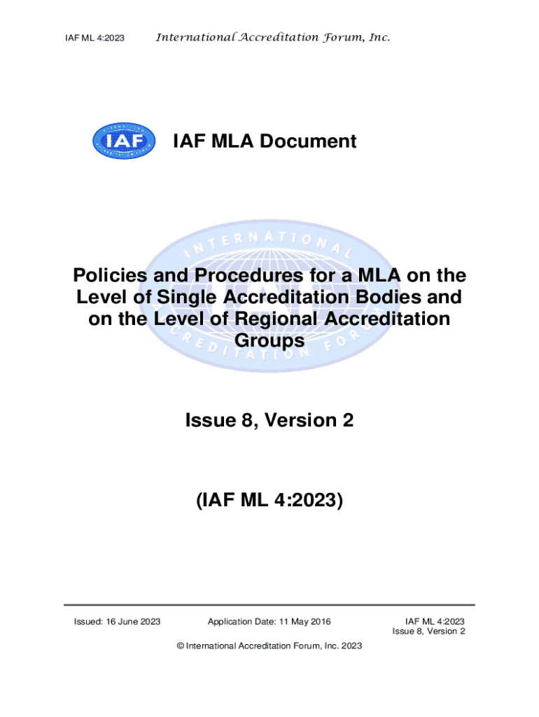 Fillable Online Policies and Procedures for a Mla on the Level of Single Accreditation Bodies ...