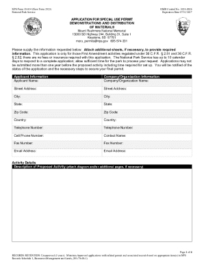 Fillable Online Application for Special Use Permit Demonstrations and Distribution of Materials ...