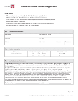 Fillable Online Gender Affirmation Procedure Application Fax Email ...