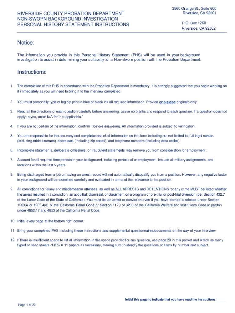 Fillable Online Riverside County Probation Department Non-sworn ...