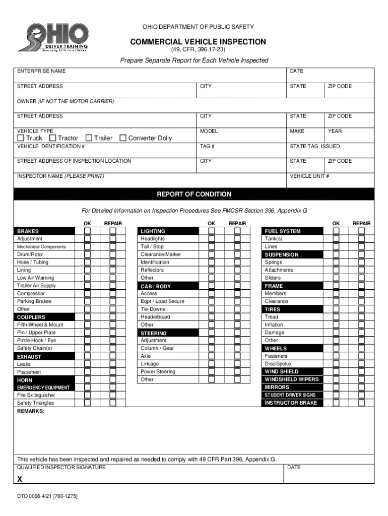 Fillable Online Ohio Department of Public Safety Commercial Vehicle ...