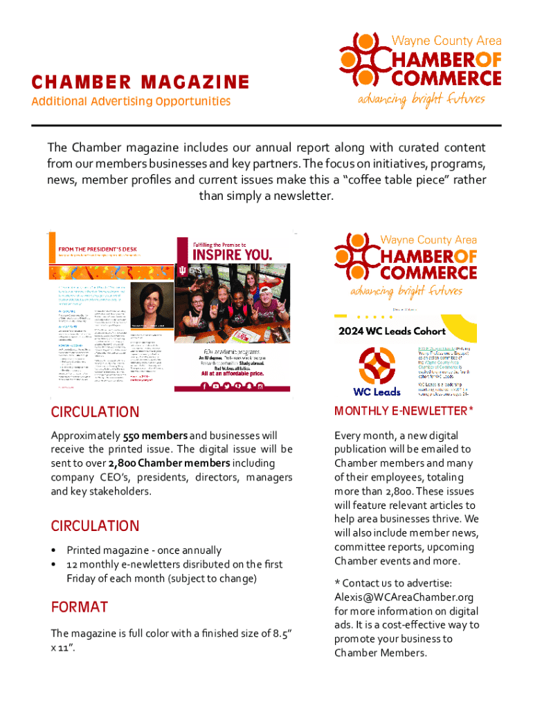 Fillable Online Chamber Magazine Advertising Opportunities Fax Email Print - pdfFiller