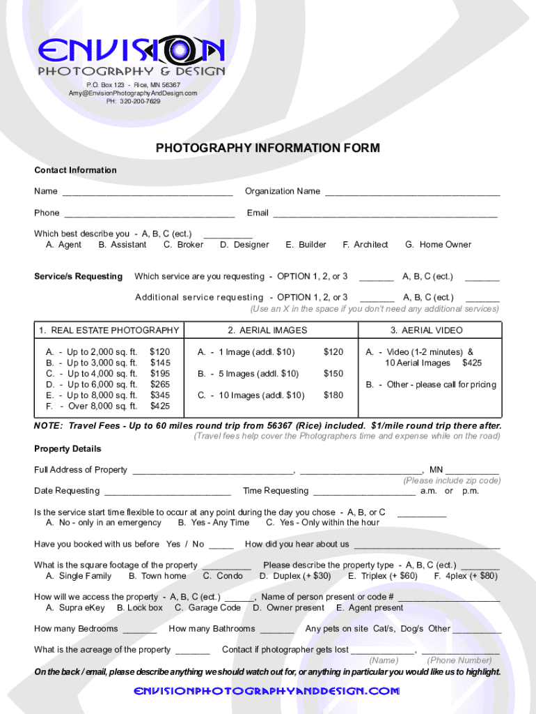 Fillable Online Photography Services Request Fax Email Print - pdfFiller