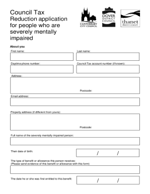 Fillable Online Council Tax Reduction Application for People Who Are ...